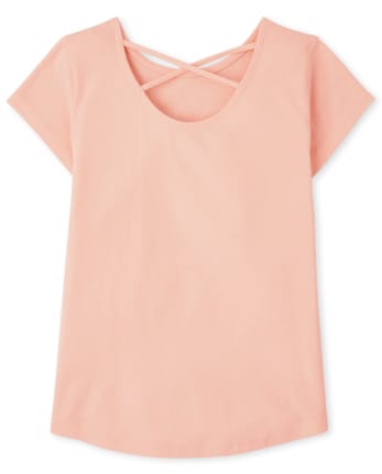Girls Short Sleeve Graphic Cross Back Top | The Children's Place ...
