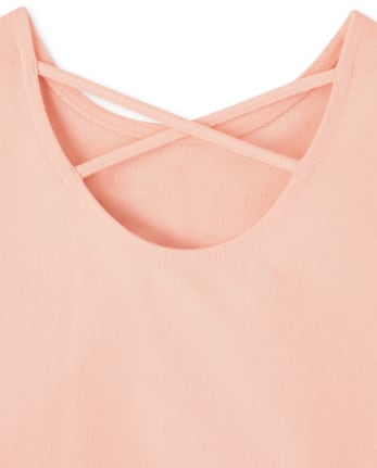 Girls Short Sleeve Graphic Cross Back Top | The Children's Place ...