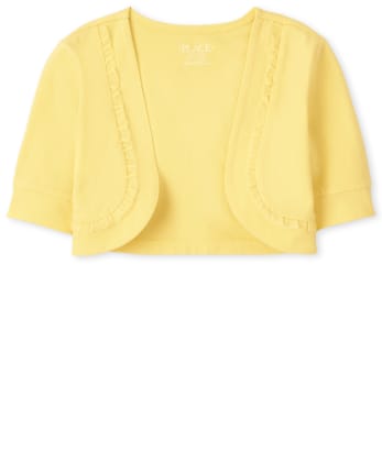 Girls Quarter Sleeve Mesh Ruffle Cropped Open Front Shrug | The ...