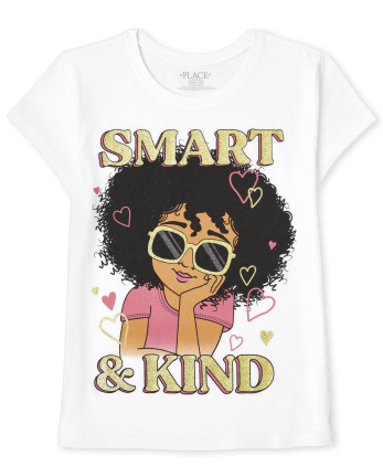 Girls Short Sleeve Smart Graphic Tee | The Children's Place - WHITE