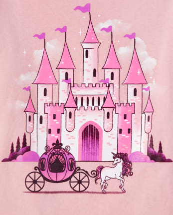 Girls Short Sleeve Castle Graphic Tee | The Children's Place - TAHITI PINK