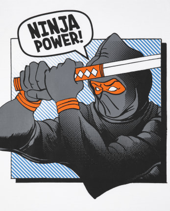 Boys Long Sleeve Ninja Graphic Tee - WHITE | The Children's Place