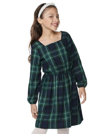 Girls Christmas Long Sleeve Plaid Twill Dress | The Children's Place ...