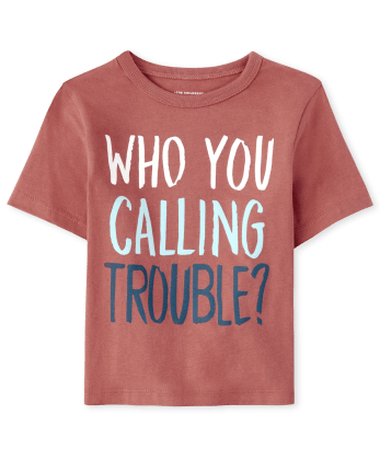 Baby And Toddler Boys Short Sleeve Trouble Graphic Tee | The Children's ...