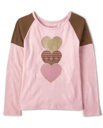 Girls Active Long Raglan Sleeve Colorblock Graphic Top | The Children's ...