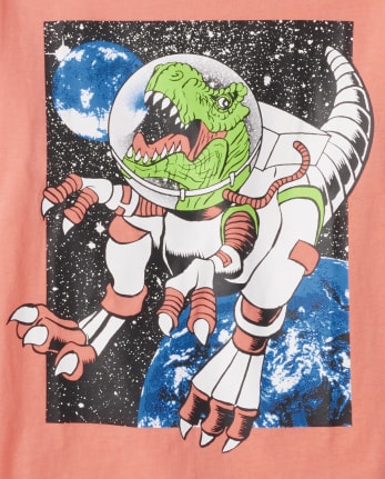 Boys Short Sleeve Dino Astronaut And Spaceship Graphic Tee 2-Pack ...