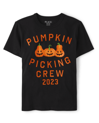 Unisex Kids Matching Family Halloween Short Sleeve Pumpkin Picking Crew ...