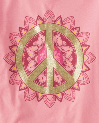 Girls Short Sleeve Peace Sign Graphic Tee | The Children's Place ...
