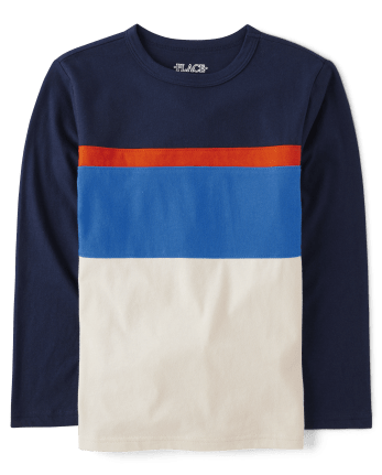 Boys Long Sleeve Colorblock Top - BROWN | The Children's Place