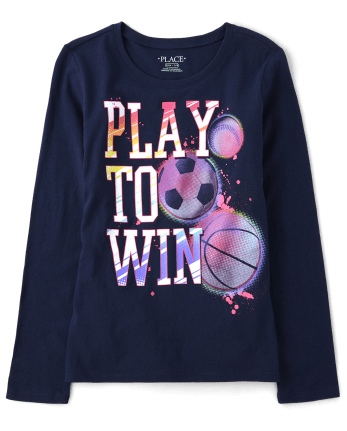 Girls Long Sleeve Sports Graphic Tee | The Children's Place - TIDAL