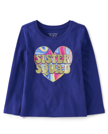 Baby And Toddler Girls Long Sleeve Sister Squad Graphic Tee | The ...