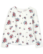Girls Long Sleeve Floral Peplum Top | The Children's Place CA - BUNNYS TAIL