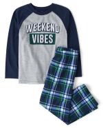 Boys Long Raglan Sleeve Football Pajamas | The Children's Place - BLACK