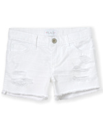 Girls Distressed Denim Shortie Shorts