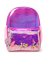 Girls Iridescent Rainbow Emoji Confetti Shaker Backpack