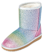 Girls Glitter Rainbow Boots