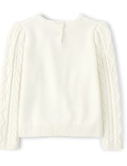 Girls Long Sleeve Cable Knit Sweater - Perfect Present - WHITE | Gymboree