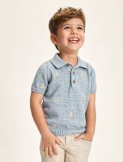 Boys Short Sleeve Embroidered Bunny Sweater Polo - Enchanted Garden ...