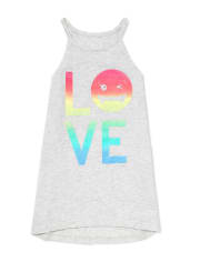 Girls Mix And Match Embellished Graphic High Low Halter Tank Top