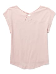 Girls Matchables Short Sleeve Twist Back Foil Graphic Top