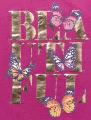 Girls Matchables Short Sleeve Twist Back Foil Graphic Top