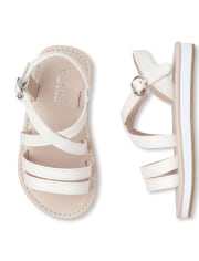 Toddler Girls Criss Cross Faux Leather Sandals