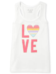 Girls Mix And Match Glitter Graphic Racerback Tank Top