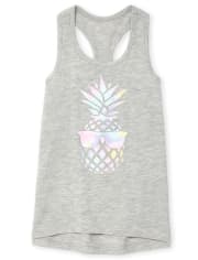 Girls Mix And Match Graphic High Low Racerback Tank Top