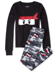 Boys Long Sleeve Glow In The Dark Ninja Snug Fit Cotton Pajamas | The ...