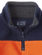 Toddler Boys Long Sleeve Colorblock Microfleece Half Zip Pullover
