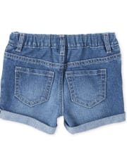 Baby And Toddler Girls Roll Cuff Denim Shortie Shorts | The Children's ...