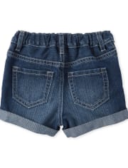 Baby And Toddler Girls Roll Cuff Denim Shortie Shorts | The Children's ...