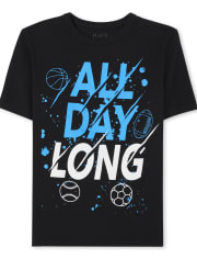 Boys Short Sleeve 'All Day Long' Sports Graphic Tee