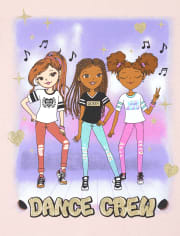 Girls Short Sleeve Glitter 'Dance Crew' Graphic Tee