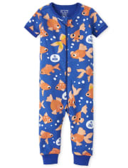 Baby And Toddler Boys Short Sleeve Goldfish Print Matching Snug Fit ...