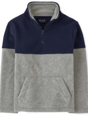 Boys Long Sleeve Colorblock Microfleece Half Zip Pullover