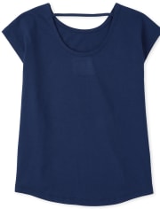 Girls Short Sleeve Graphic Cut Out Top | The Children's Place