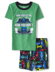 Boys Short Sleeve Now You See Me Now You Don't Snug Fit Cotton Pajamas ...