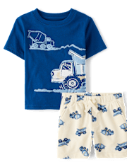 Baby And Toddler Boys Short Sleeve Puff Print Construction Vehicle 2 ...