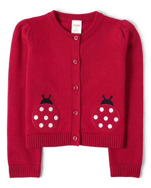 Girls Long Sleeve Applique Ladybug Cardigan - Little Ladybug | Gymboree ...