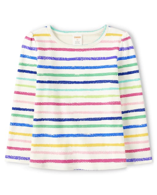 Girls Long Sleeve Rainbow Striped Top - Future Artist | Gymboree CA - SNOW