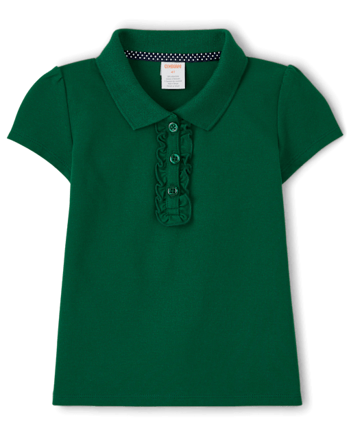 Girls Short Sleeve Ruffle Polo - Uniform - GREEN | Gymboree