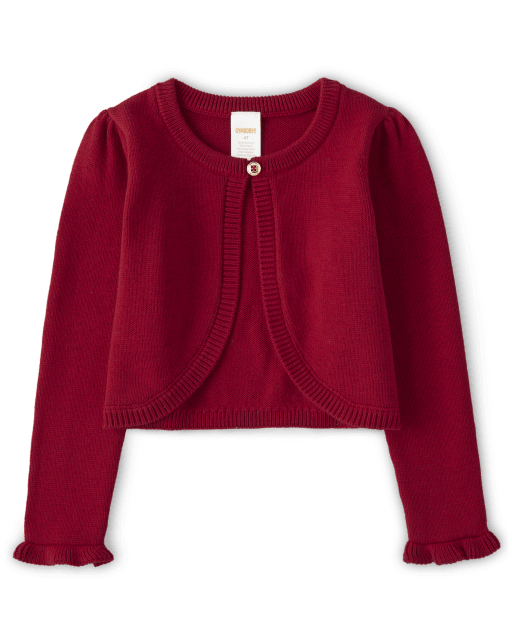 Girls Long Sleeve Ruffle Cardigan - A Royal Christmas - RED | Gymboree