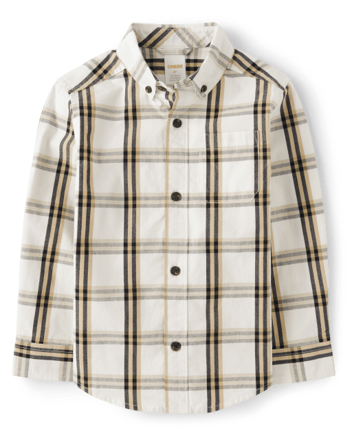 Boys Long Sleeve Plaid Poplin Button Down Shirt - Holiday Express ... Boys Long Sleeve Plaid Poplin Button Down Shirt - Holiday Express ...