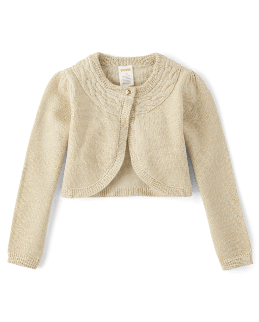 Girls Long Sleeve Metallic Cable Knit Cardigan - Winter Wonderland ...