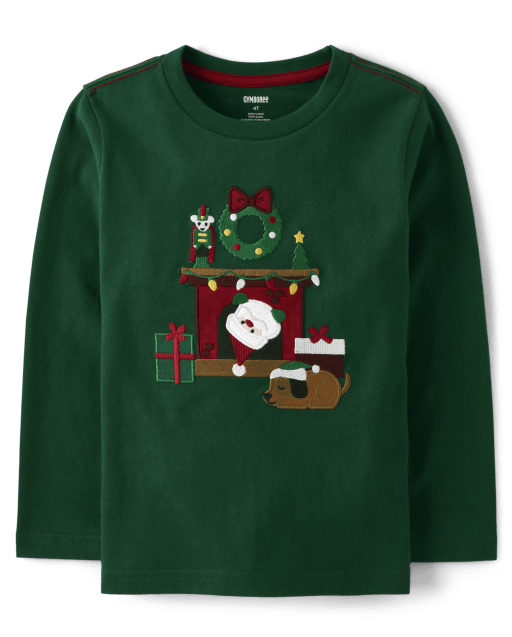 Boys Long Sleeve Embroidered Santa Top - Nutcracker - GREEN | Gymboree