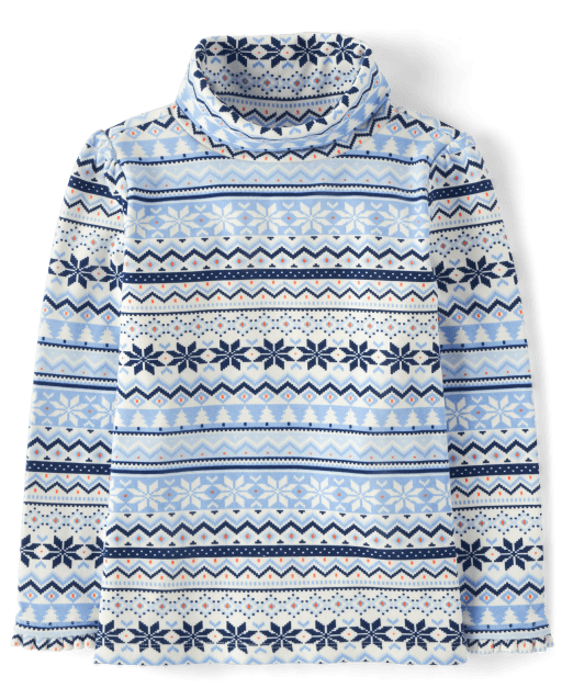 Girls Long Sleeve Snowflake Fairisle Turtleneck - HALO WHITE | Gymboree