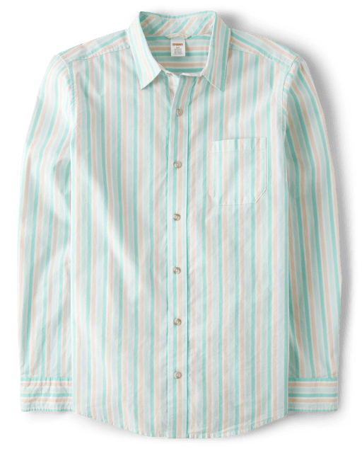 Mens Dad And Me Long Sleeve Striped Poplin Button Up Shirt - Signs of ...