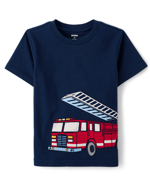 Boys Short Sleeve Embroidered Fire Truck Top - Classroom Cutie - TIDAL ...