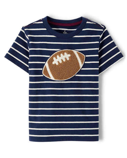 Boys Short Sleeve Striped Embroidered Football Top - Classroom Cutie ...